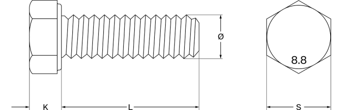Hexagon bolt, fully threaded, M6x60, DIN 933