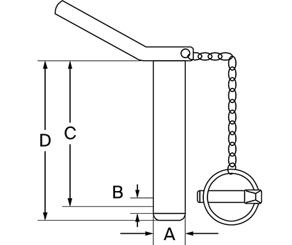 Lower link pin cat. 2 with chain and cotter pin, L= 191 mm